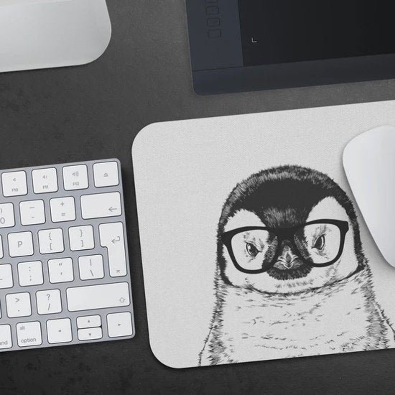 Penguin Mousepad Hipster Nerdy Animal Mouse Pad Penguin Gift - Etsy