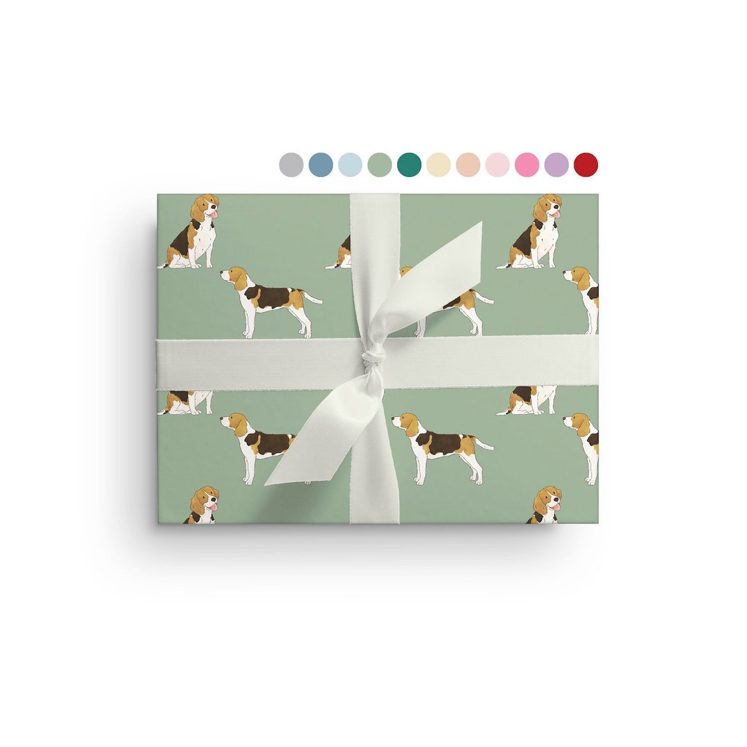 5 Sheets of Beagle Wrapping Paper, Custom Color Dog Wrapping Paper ...