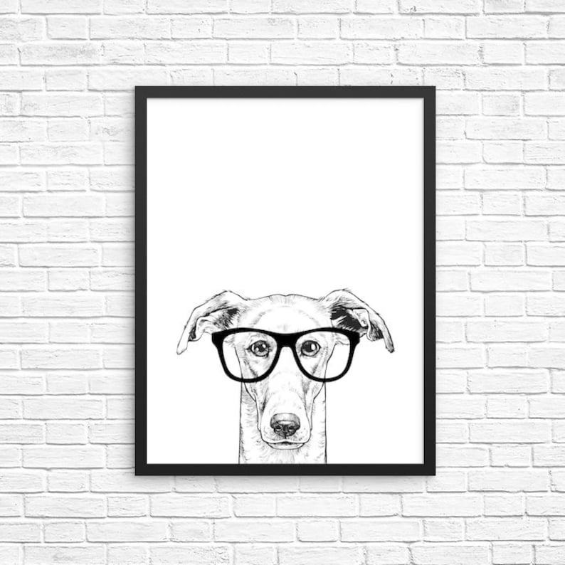 Greyhound Wall Art Greyhound Dog Portrait Print Farmhouse - Etsy
