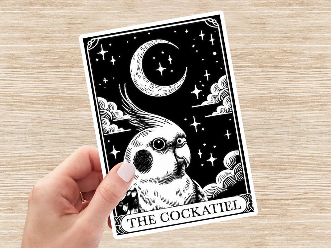 Cockatiel Sticker, Cockatiel Parrot Decal, Bird Tarot Card Sticker ...