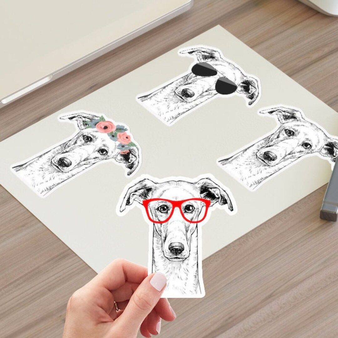 Italian Greyhound Sticker Sheet, Vinyl Stickers, Floral Sunglasses Dog ...