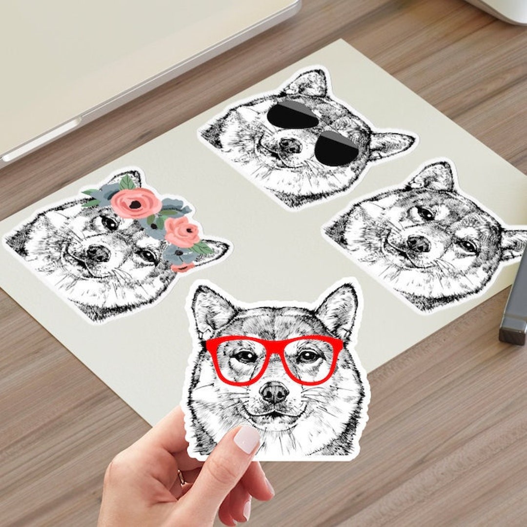 Shiba Inu Sticker Sheet, Shiba Vinyl Stickers, Floral Sunglasses Dog ...