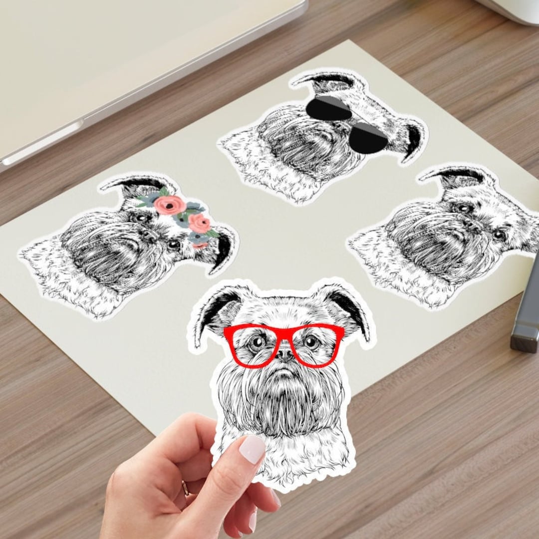 Brussels griffon Sticker Sheet, Vinyl Stickers, Floral Sunglasses Dog ...