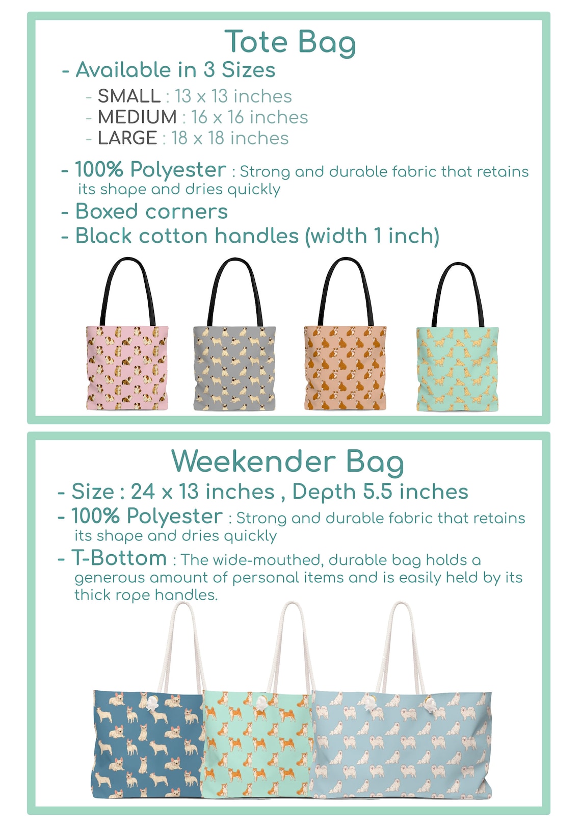 Golden Retriever Tote Bag Dog Pattern Weekender Bag for | Etsy