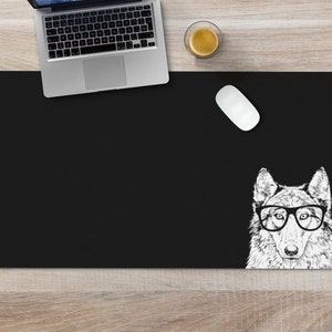 Wolf Large Desk Mat, Animal Mousepad, Black Desk Pad, Mouse Pad or ...