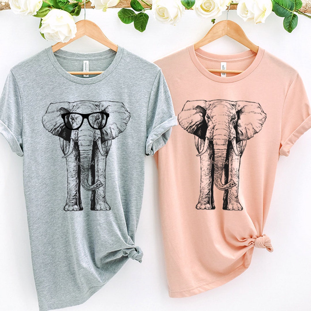 Elephant Shirt, Nerdy Glasses Elephant Tee T-shirt, Hipster Safari ...