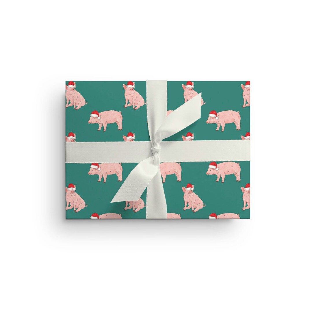 5 Sheets of Pig Wrapping Paper, Farm Animal Christmas Wrapping Paper ...