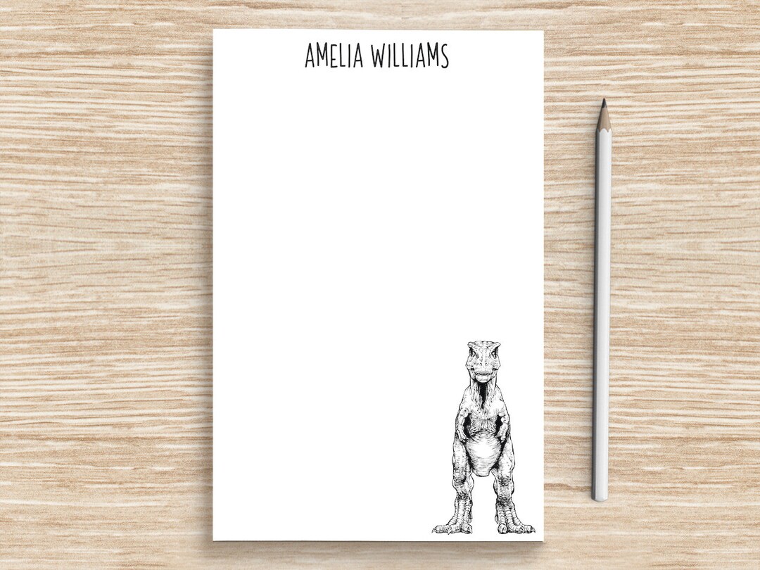 T-rex Notepad, Personalized Dinosaur Notepad, Custom Stationery ...