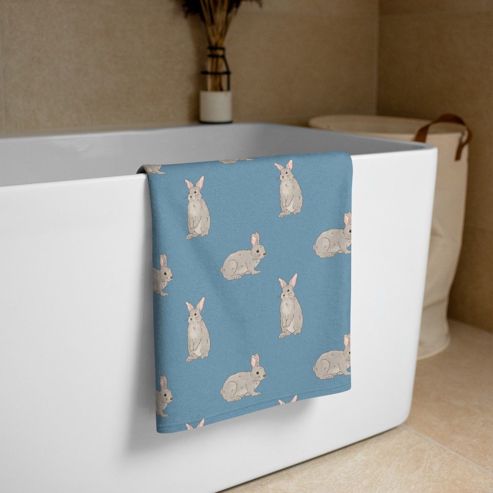 Rabbit Beach Towel, Pet Bath Towel, Cute Animal Towel, Rabbit Mom ...