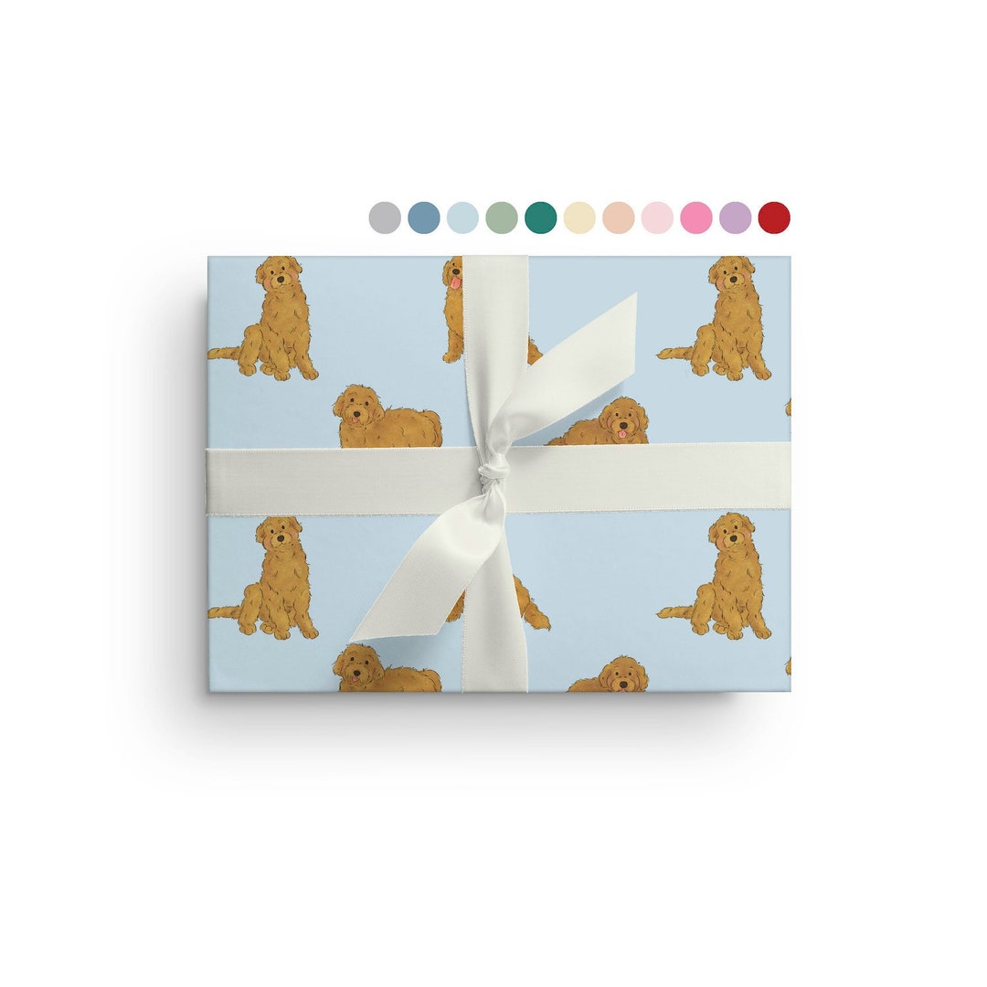 5 Sheets of Goldendoodle Wrapping Paper, Custom Doodle Dog Wrapping ...