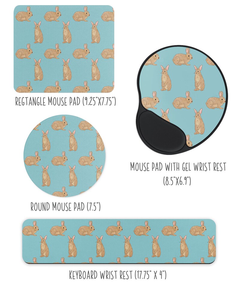 Rabbit Large Desk Mat Animal Mousepad Cute Mouse Pad With - Etsy