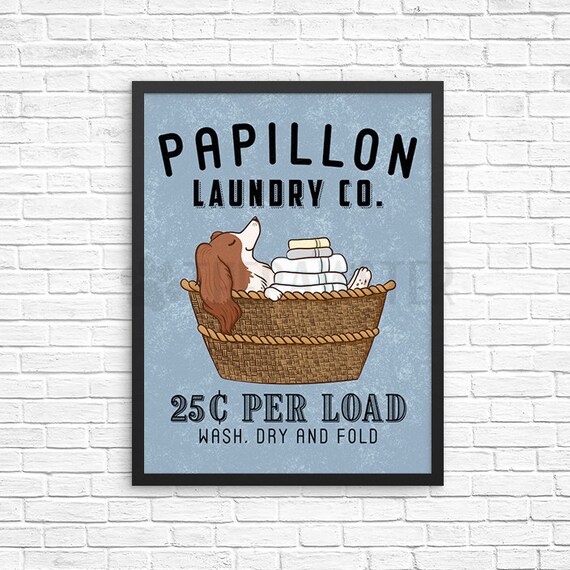 Papillon Laundry Sign Dog Laundry Room Decor Wash Dry Fold - Etsy