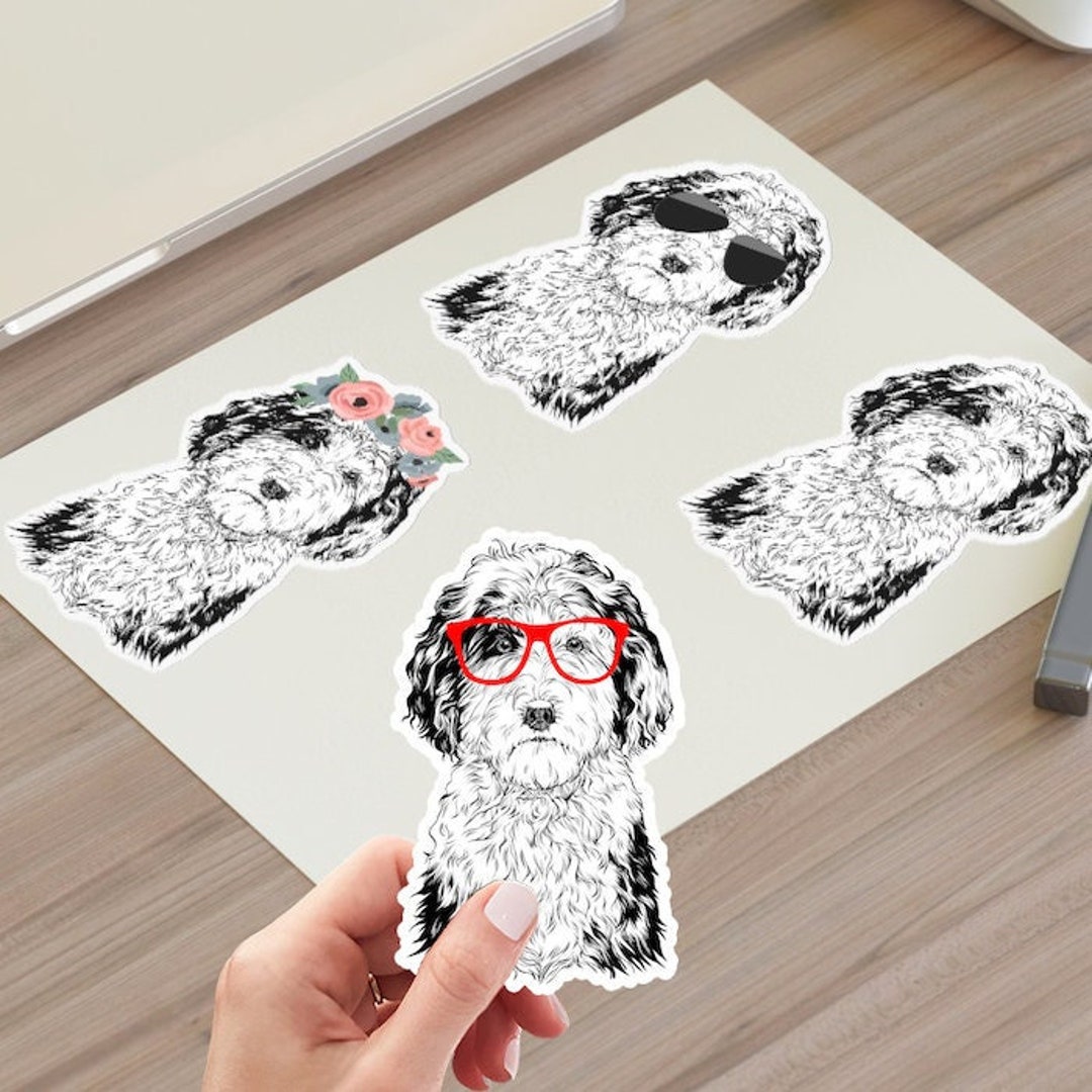 Sheepadoodle Sticker Sheet, Vinyl Stickers, Sunglasses Doodle Dog ...