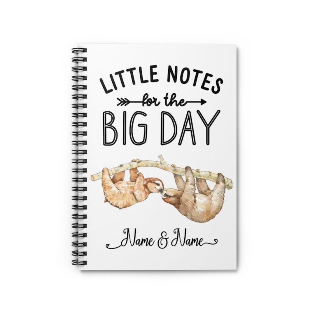Little Notes for the Big Day, Personalized Sloth Wedding Notebook ...