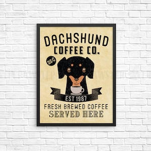 Coffee Wall Decor, Black and Tan Dachshund Kitchen Art Print, Doxie Dog ...