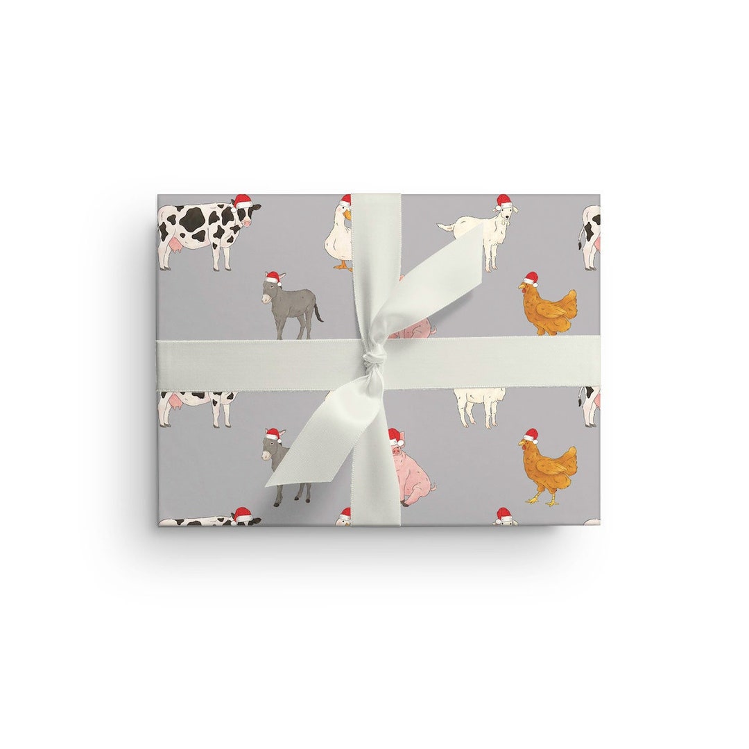 5 Sheets of Farm Animal Wrapping Paper, Farm Christmas Wrapping Paper ...