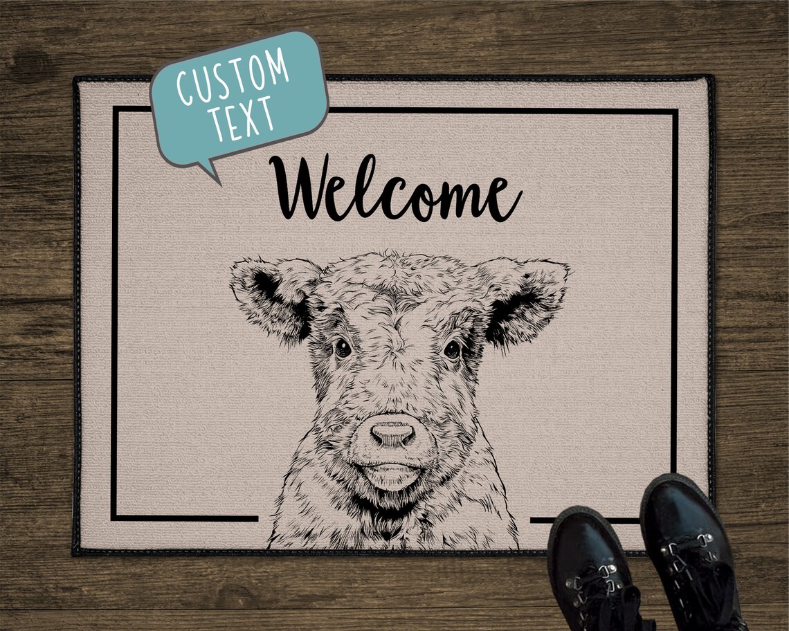 Baby Cow Door Mat Farm Animal Custom Farmhouse Doormat - Etsy