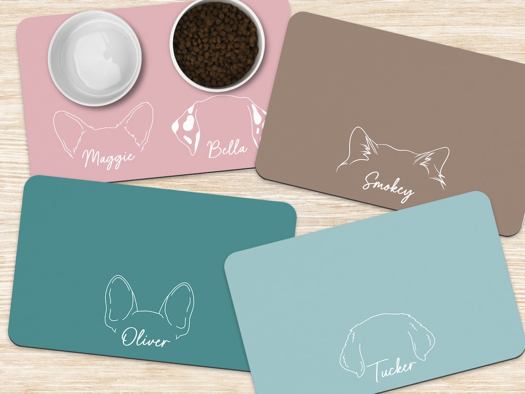 Custom Dog Mat, Personalized Pet Placemat, Cute Cat Mat, Dog Ears ...