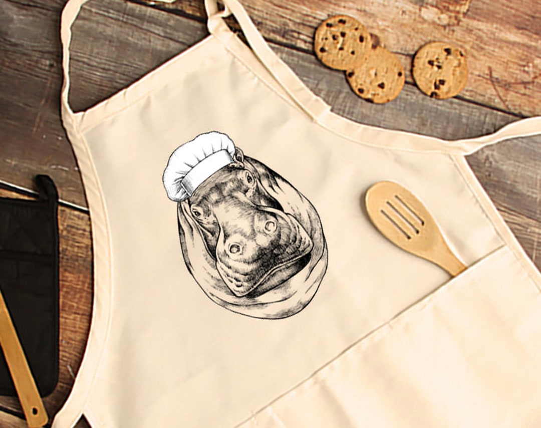 Hippopotamus Apron, Hippo Aprons With Pockets, Safari Animal Cooking ...