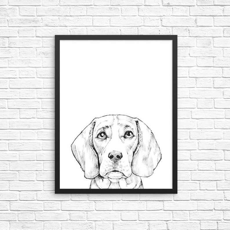 Beagle Wall Art Beagle Dog Portrait Print Farmhouse Sign - Etsy