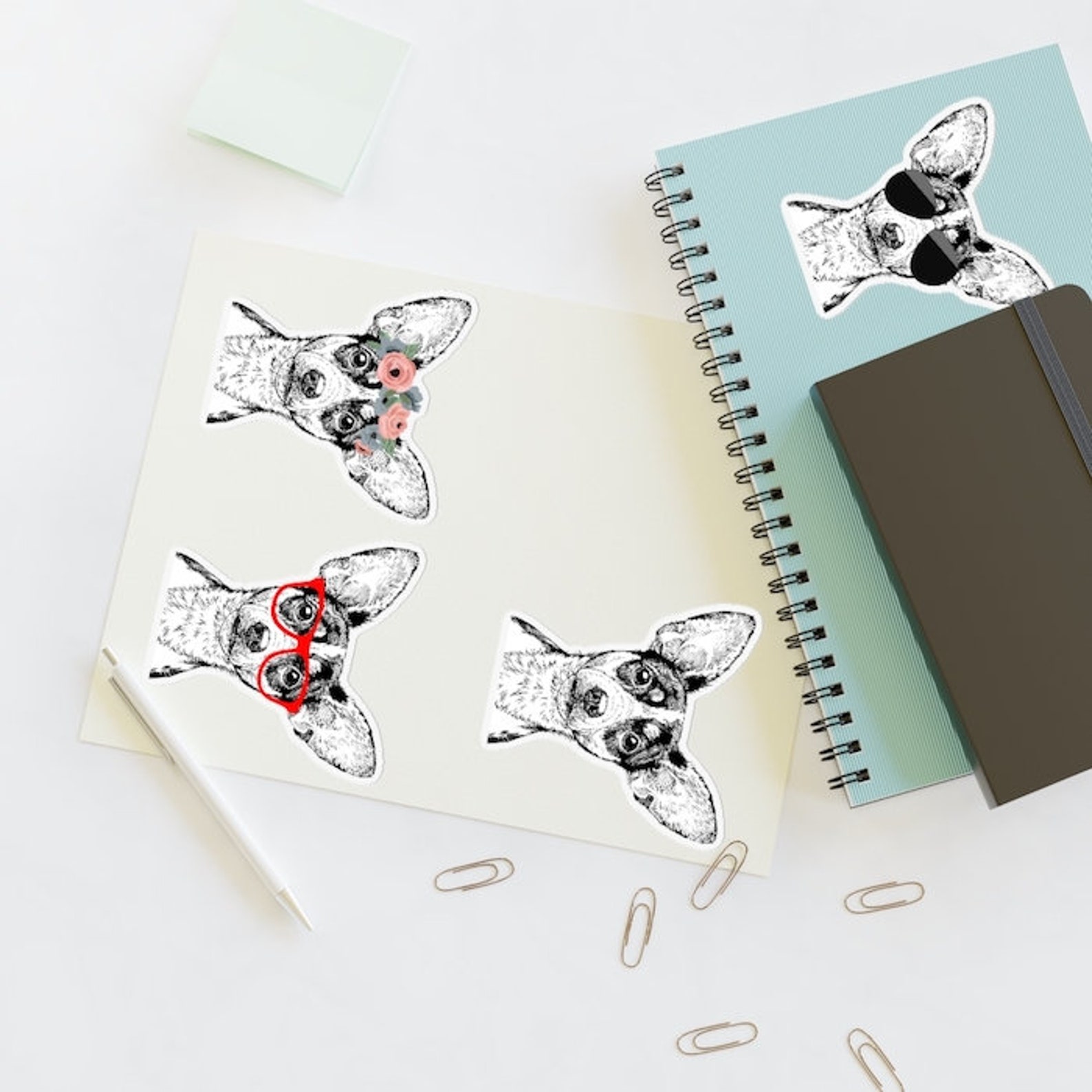 Rat Terrier Sticker Sheet, Vinyl Stickers, Floral Sunglasses Dog Laptop ...