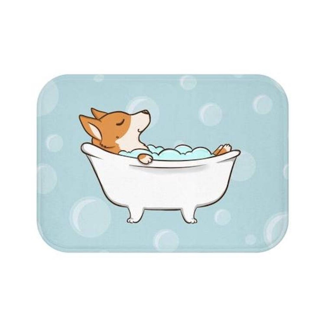 Corgi Dog Bath Mat, Dog Door Mat, Floor Mats, Bathroom Decor, Dog Home ...
