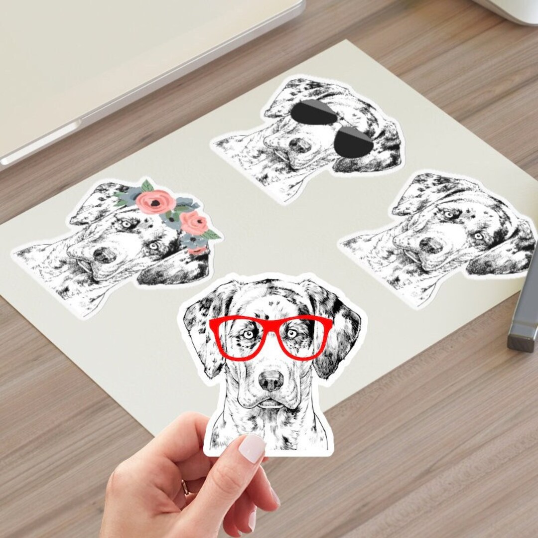 Catahoula Leopard Dog Sticker Sheet, Vinyl Stickers, Floral Sunglasses ...