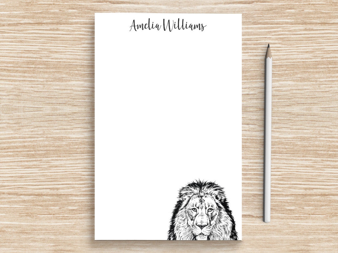 Lion Notepad, Personalized Lion Notepad, Custom Stationery, Teacher ...