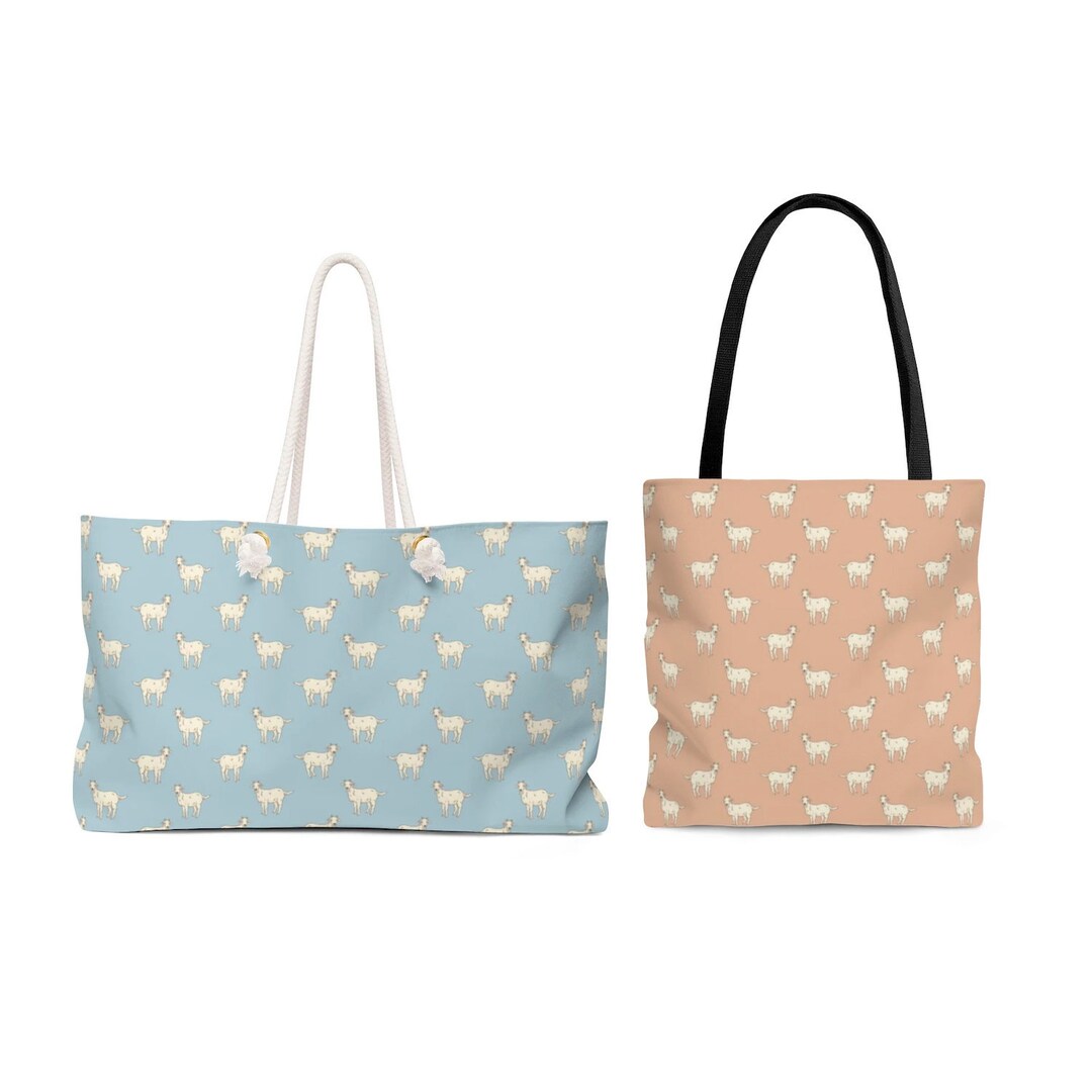 Goat Tote Bag, Farm Animal Pattern Weekender Bag for Women, Cute Beach ...