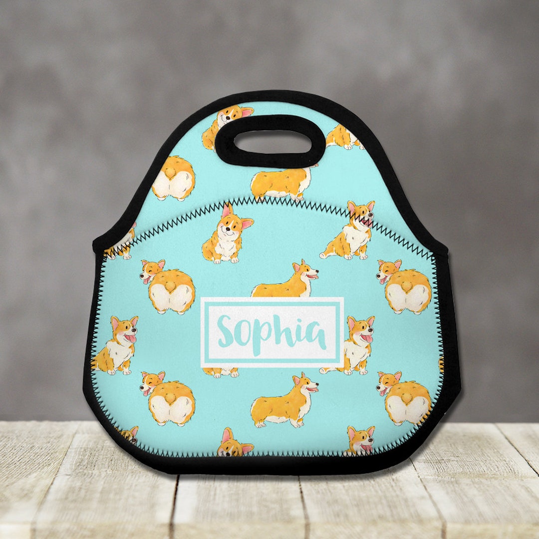 Personalized Lunch Tote, Corgi Custom Lunch Bag, Dog Monogram Name ...