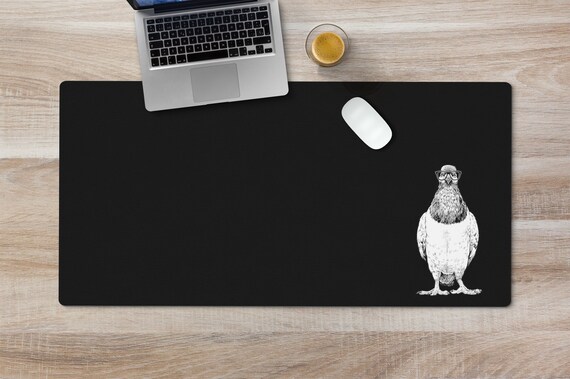 Pigeon Large Desk Mat Pigeon Mousepad Black Desk Pad Mouse | Etsy