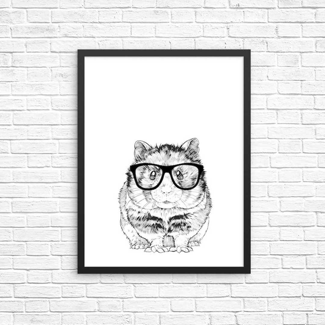 Hamster Wall Art, Animal Portrait Print, Farmhouse Sign, Pet Wall Decor ...