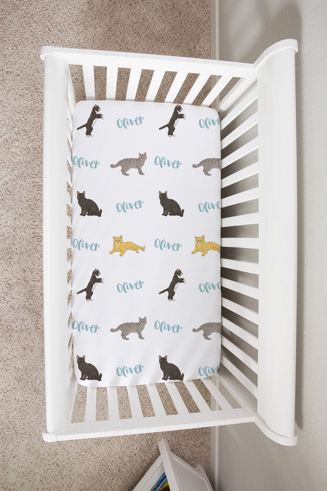Custom Crib Sheet, Cat Breeds Baby Changing Table Cover, Personalized ...
