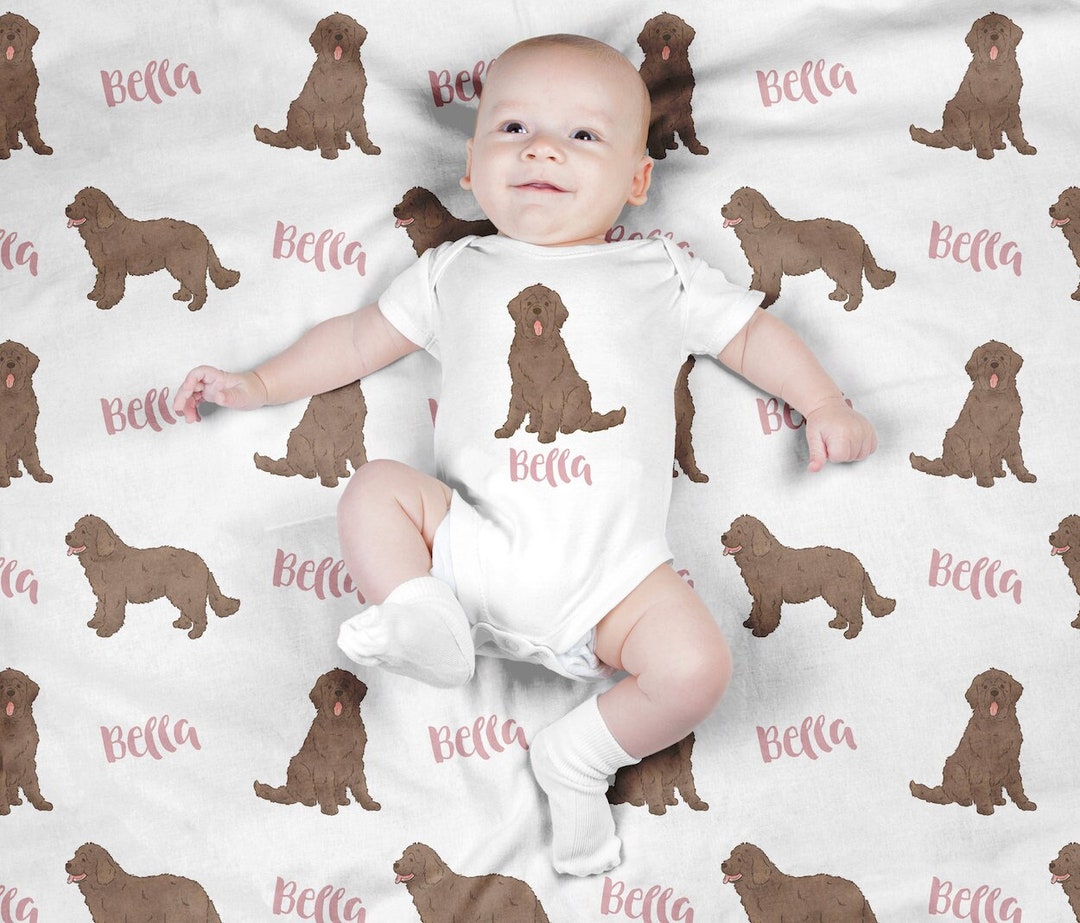 Newfie Custom Baby Blanket, Personalized Newfoundland Dog Swaddle ...
