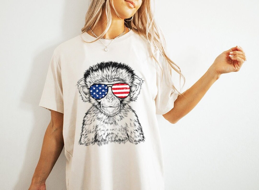 Monkey 4th of July Shirt, Safari Animal Fourth of July Tshirt, Wild ...