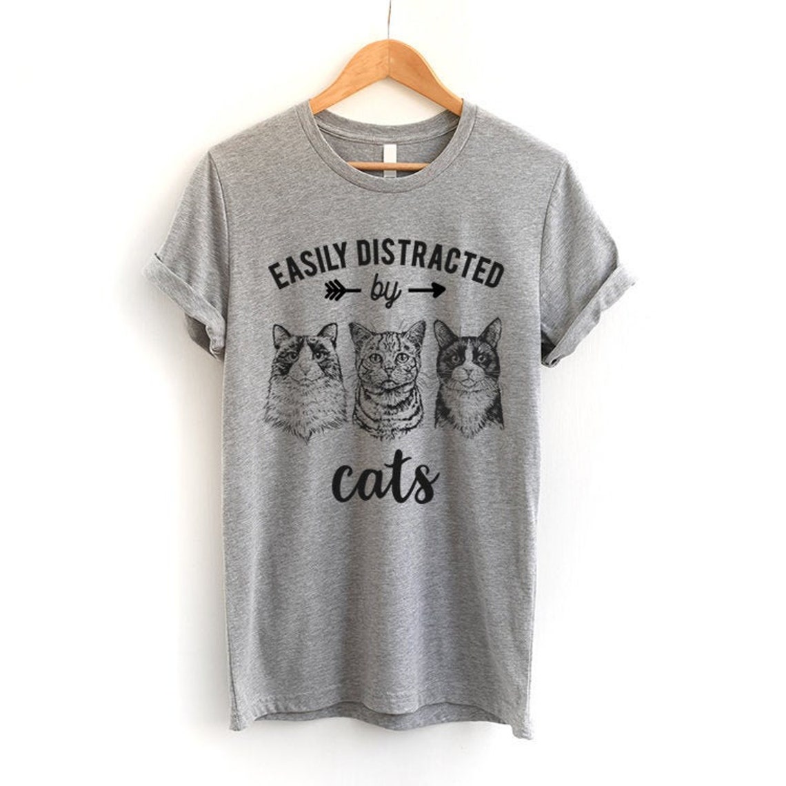 Easily Distracted by Cats Shirt Cat Lover Tee Tshirt Cat Mom - Etsy
