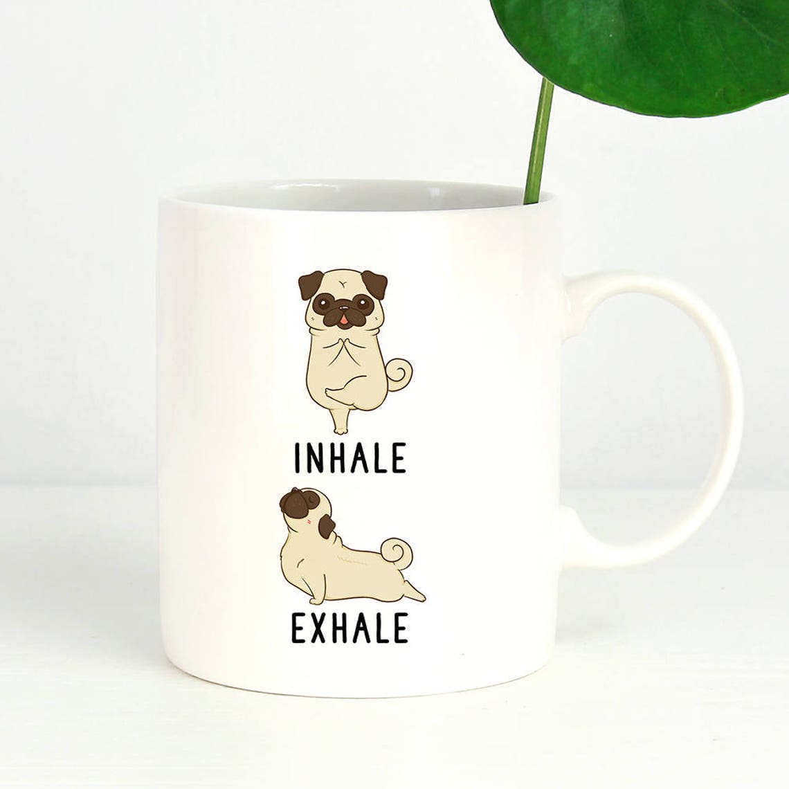Inhale Exhale Pug Yoga Mug, Dog 11 Oz Coffee Mugs, Funny 15 Oz Coffee ...