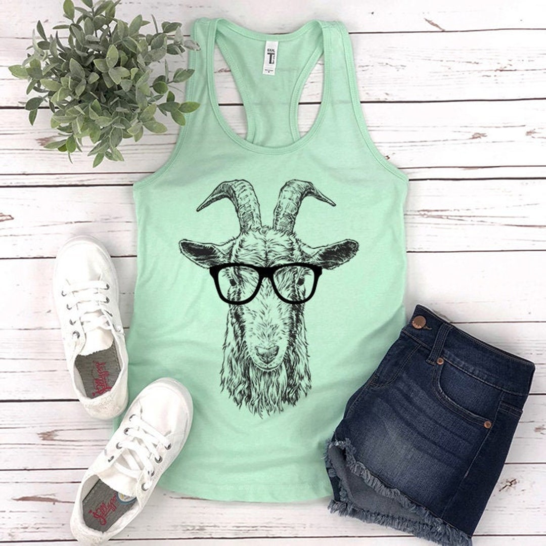 Goat Tank Top, Hipster Nerdy Farm Animal Yoga Workout Tank Top for ...