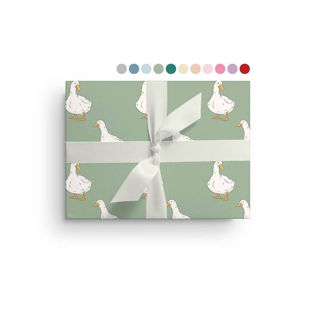 5 Sheets of Duck Wrapping Paper, Custom Farm Animal Wrapping Paper ...