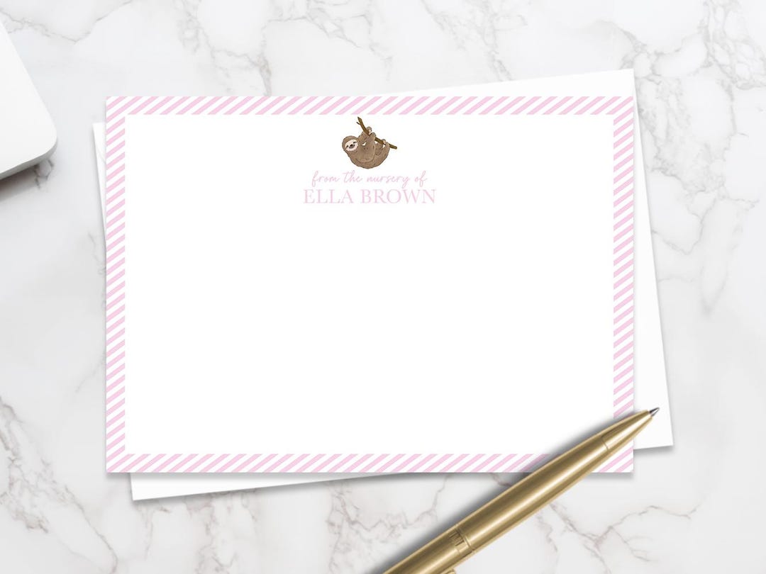 Custom Sloth Baby Thank You Card, Baby Shower Thank You Note Cards ...
