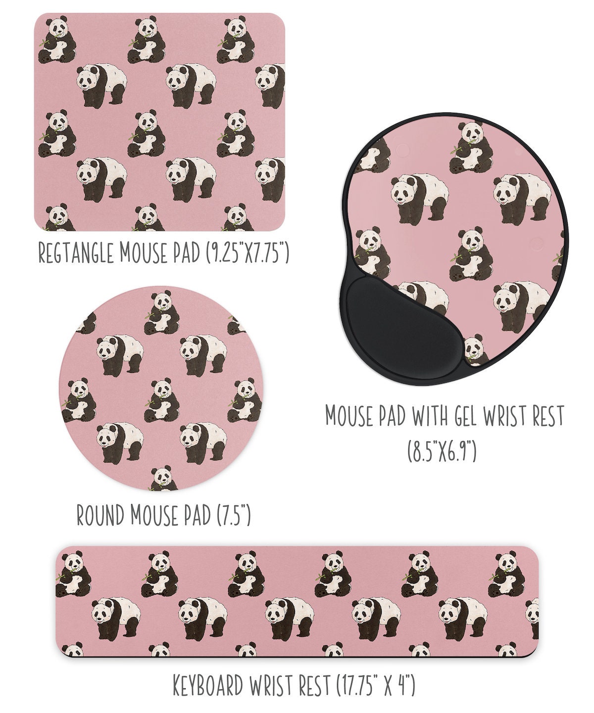 Panda Large Desk Mat Animal Mousepad Cute Mouse Pad with | Etsy
