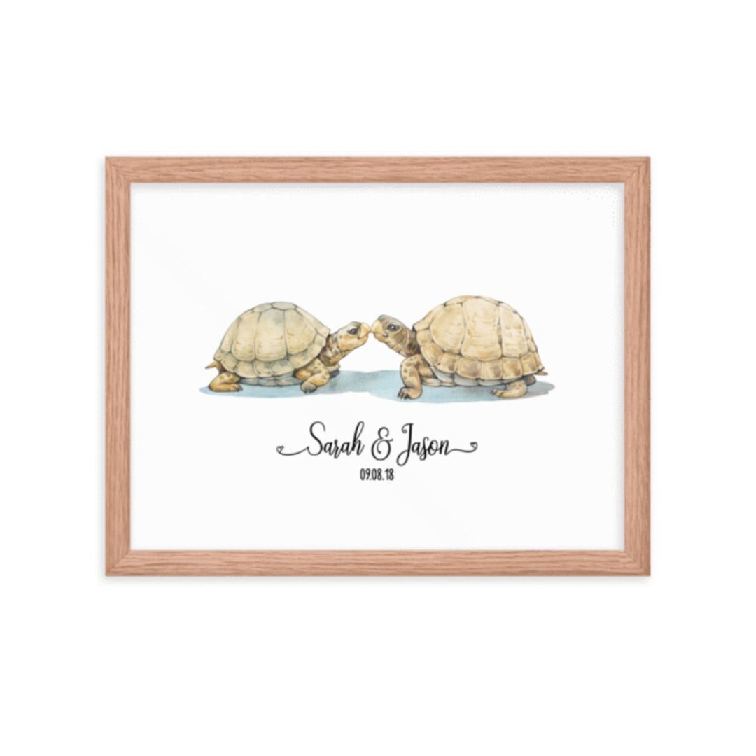 Tortoise Wall Art, Custom Name Print, Personalized Couple Wedding Decor ...