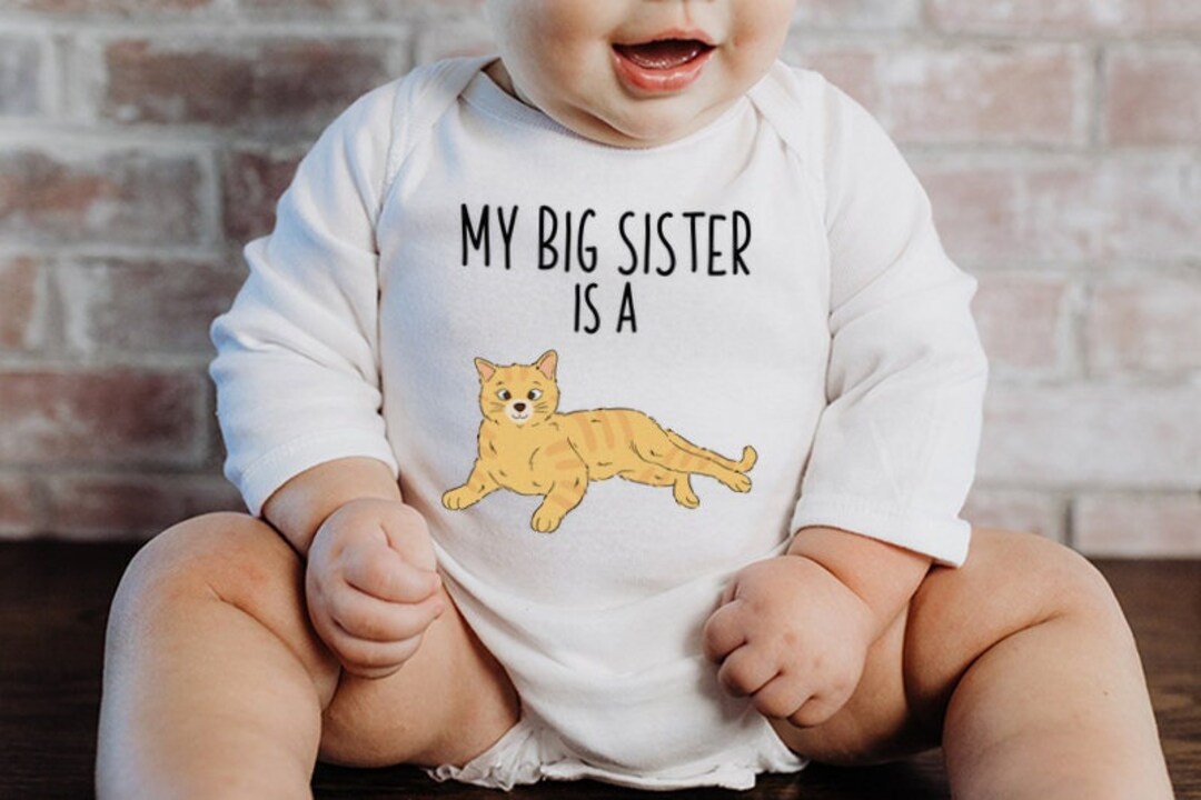 My Big Brother / Sister is a Cat Baby Bodysuit, Orange Tabby Cat Baby ...