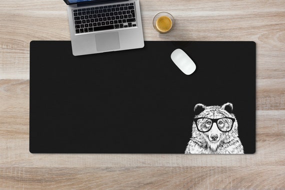 Grizzly Bear Desk Mat Woodland Animal Mousepad Large Black | Etsy