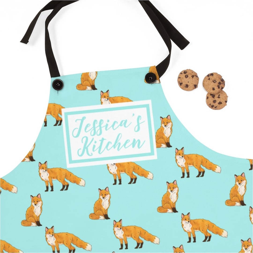 Custom Apron, Fox Aprons, Woodland Animal Personalized Foxy Cooking ...