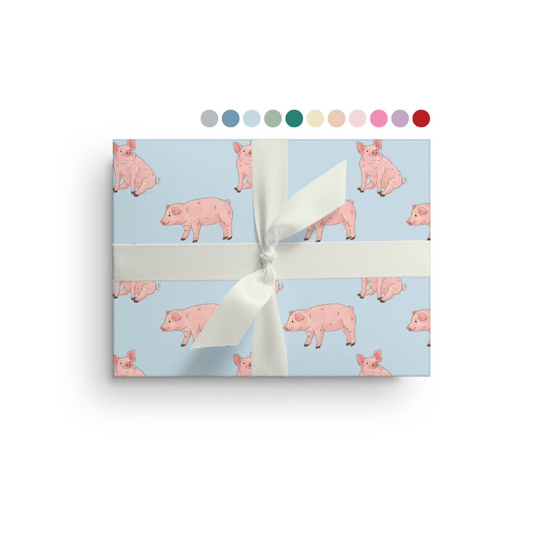 5 Sheets of Pig Wrapping Paper, Custom Farm Animal Wrapping Paper ...