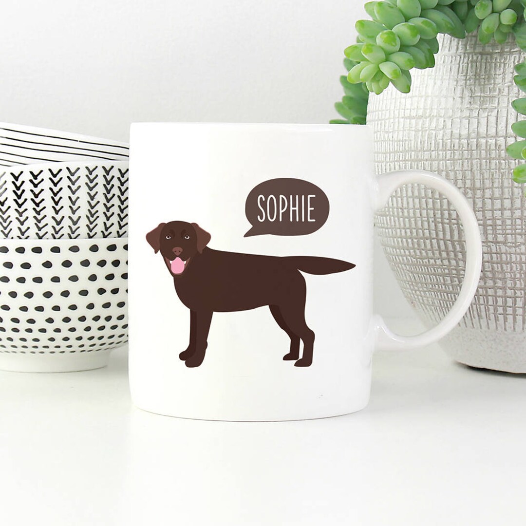 Chocolate Labrador Retriever Mug, Personalized Name Coffee Mug, Custom ...