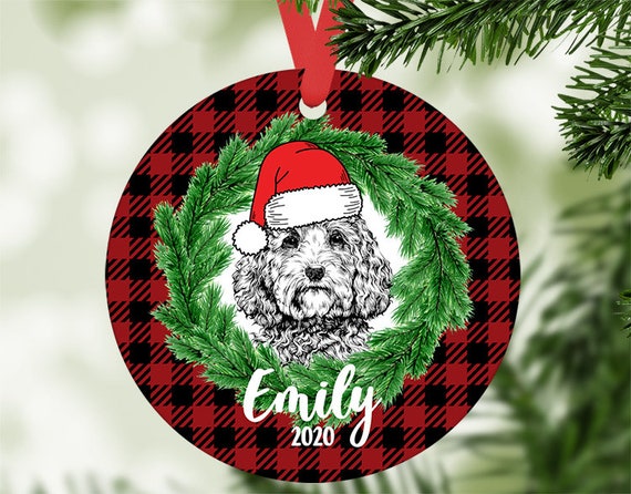 Cockapoo Christmas Ornament Personalized Santa Hat Maltipoo - Etsy