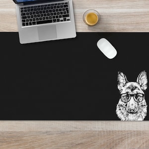 German Shepherd Large Desk Mat, Dog Mom Mousepad, Black Desk Pad, Mouse ...