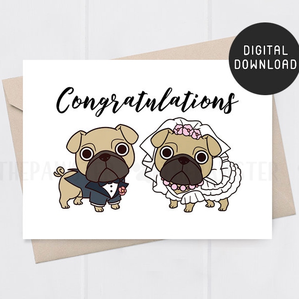 Wedding Groom and Bride Pugs - Etsy